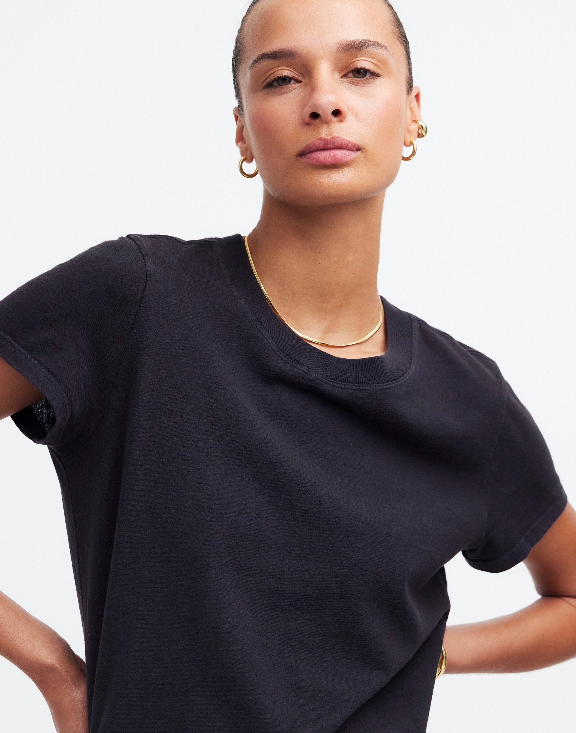 Madewell Premium Standard Shrunken Tee - Black Charcoal - 38% Off